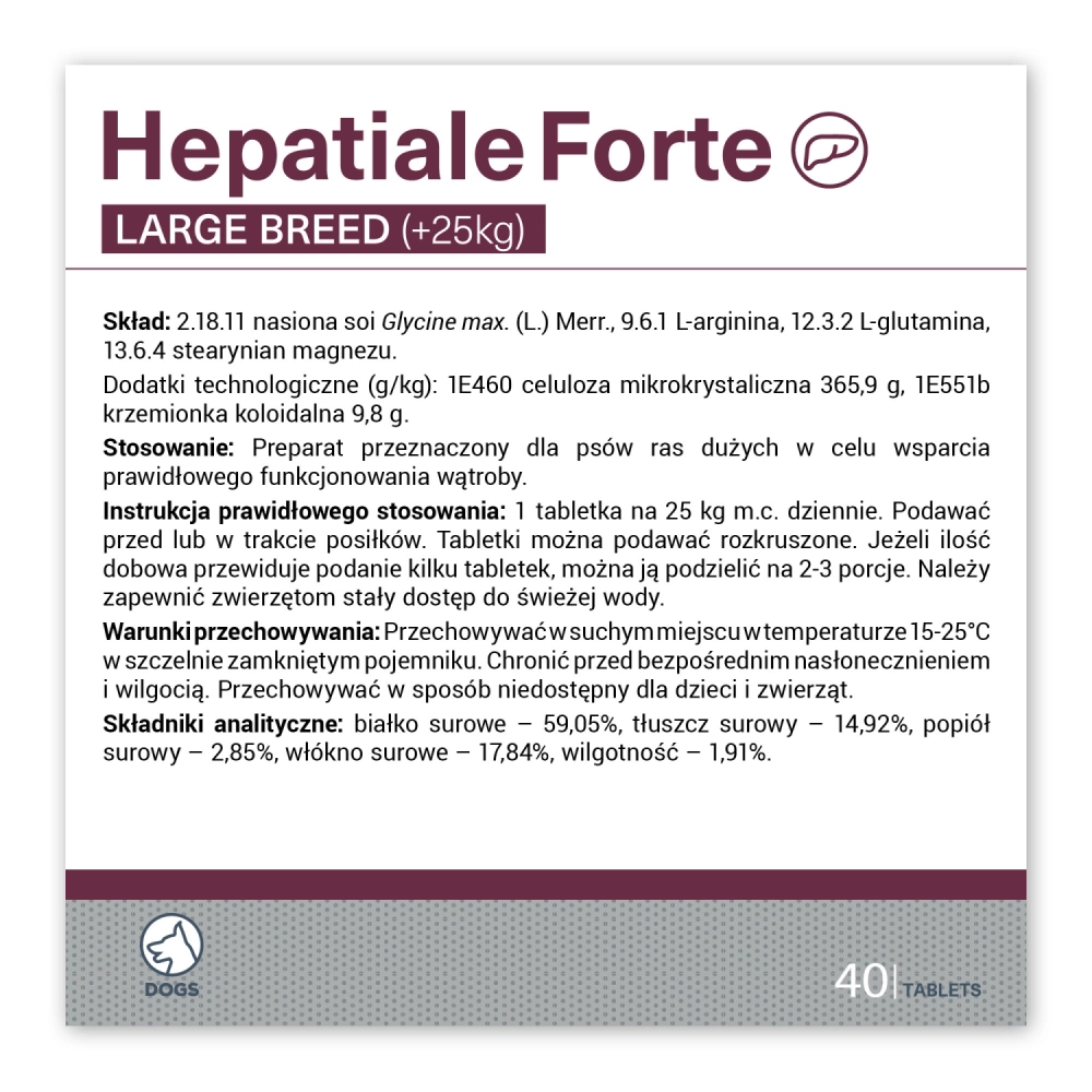 VETEXPERT Hepatiale Forte Large Breed 40 tab. | Sklep zoologiczny ZooArt